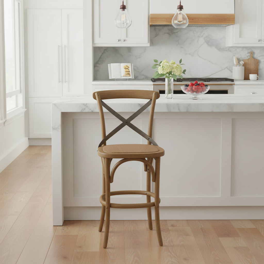 LH Home Cross Back Fixed Counter Stool – Haum.com